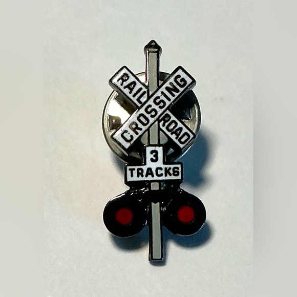 Other | Collectible Pintie Tack Railroad Crossing Warning Sign 3 Tracks ...
